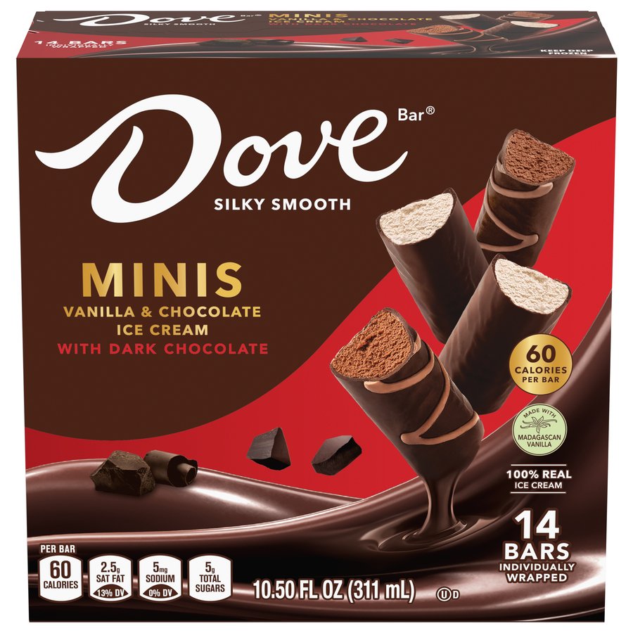 Dove Minis with Dark Chocolate Ice Cream Bars Variety Pack - Shop Ice ...