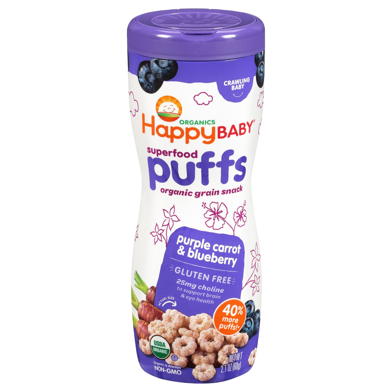 Happy Baby Organics Superfood Puffs - Purple Carrot & Blueberry - Shop ...