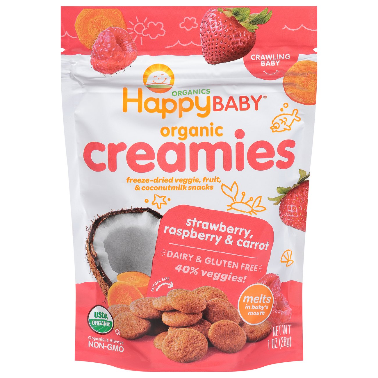 HappyBaby Creamies Snack - Strawberry Raspberry & Carrot - Shop Baby ...