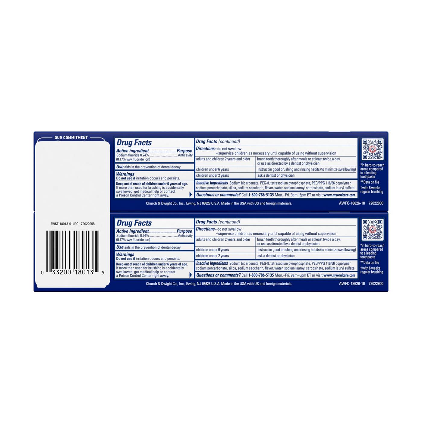 Arm & Hammer Advance White Clean Mint Anticavity Fluoride Toothpaste, 2 ...