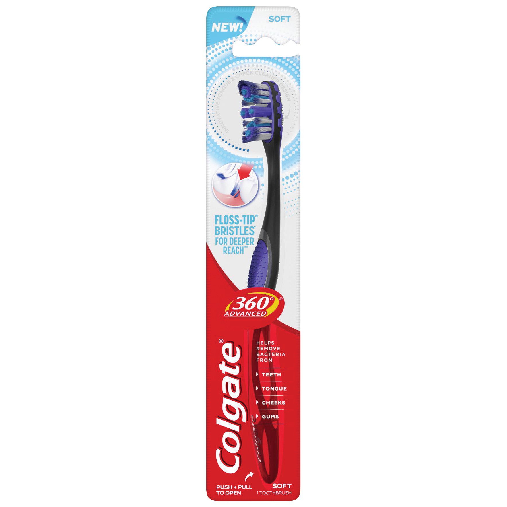 Colgate 360 Total Advanced Floss Tip Bristles Toothbrush, Soft - Colors ...