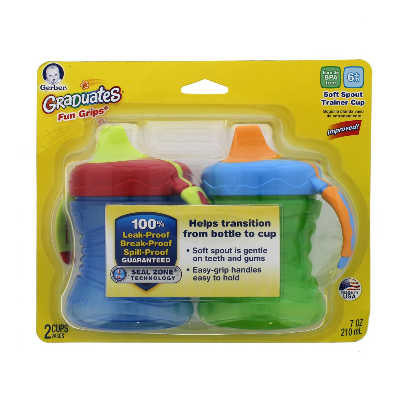 Gerber Graduates Fun Grips Soft Spout Trainer Cup, Assorted Colors ...