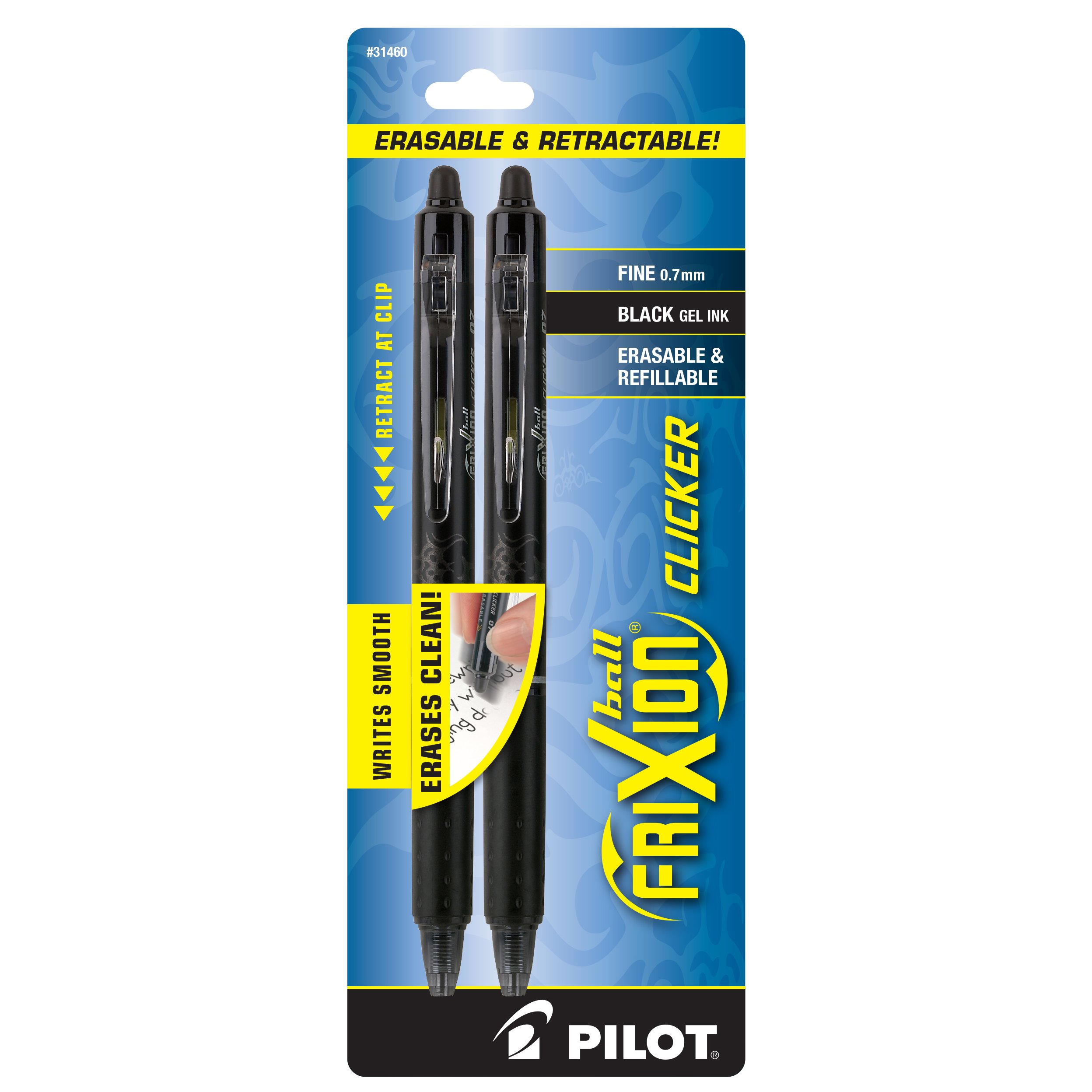 Pilot FriXion Clicker 0.7mm Erasable Gel Pens - Black Ink - Shop Pens ...