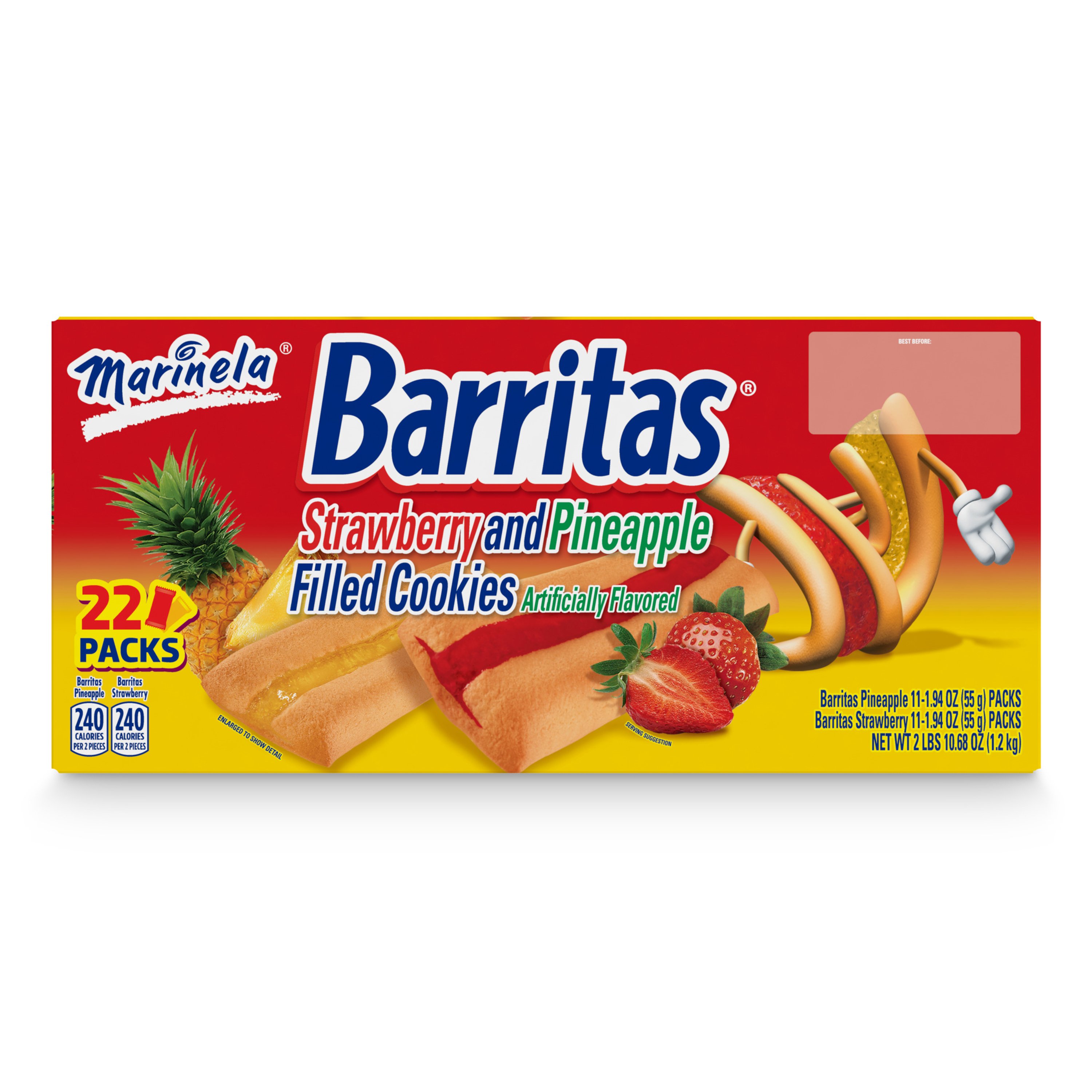 Marinela Barritas Assorted Strawberry & Pineapple Filled Cookies Snack ...