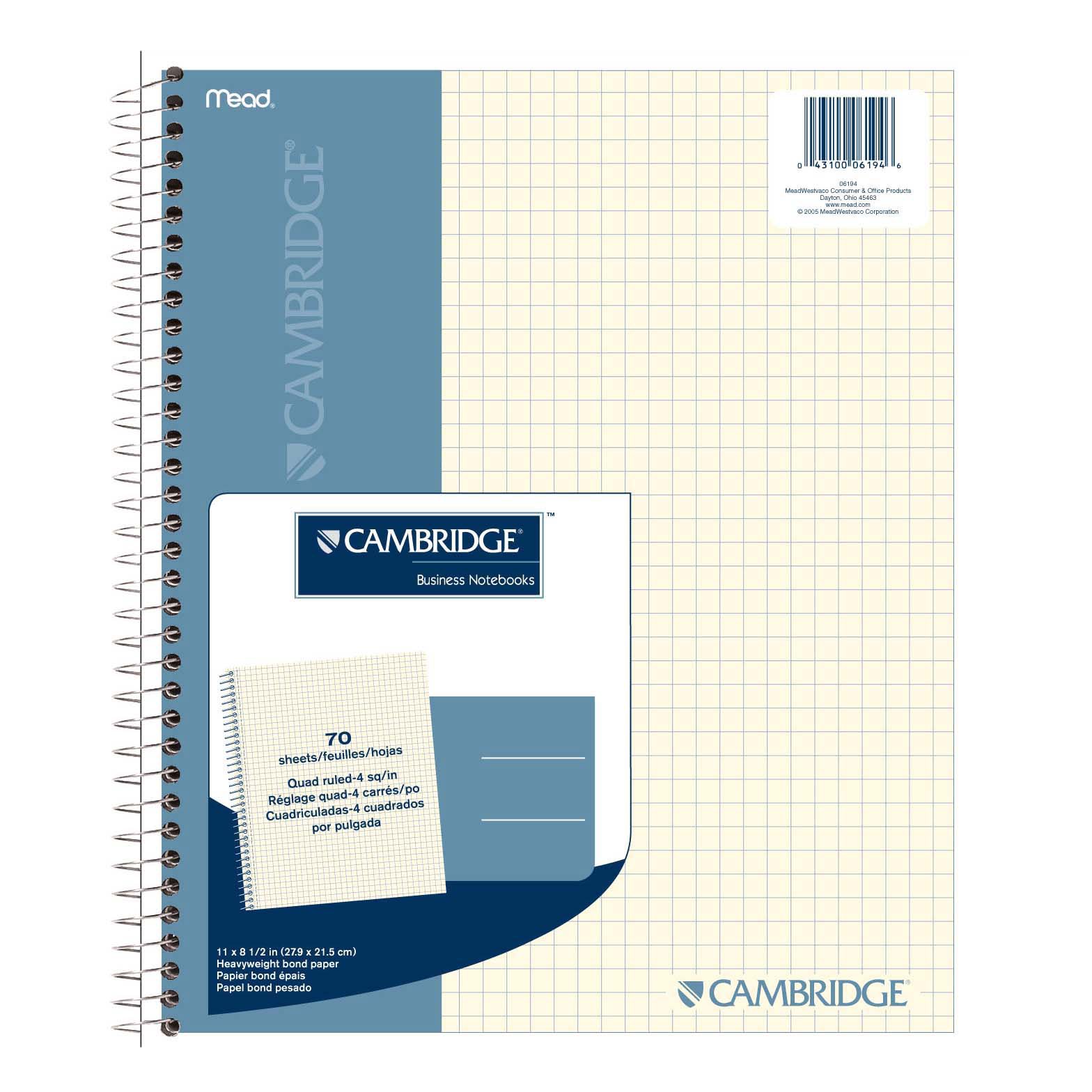 Cambridge Ivory Wirebound Quad Ruled Notebook Shop Notebooks At H E B