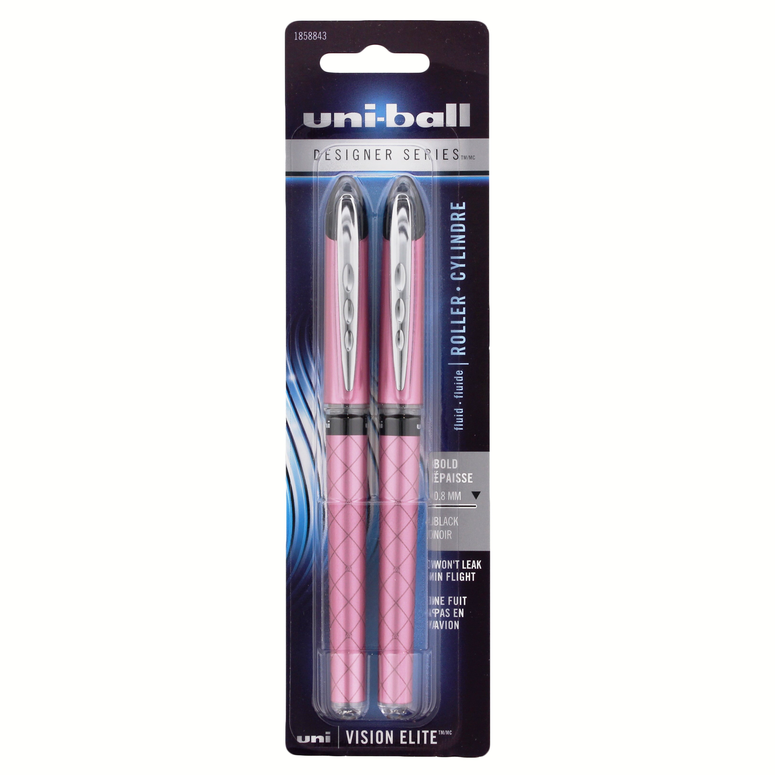 Uni-Ball Vision Elite Designer Series Pink Barrel Rollerball Pens ...