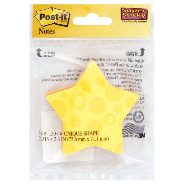 Post-it Super Sticky Yellow Star Notes - Shop Sticky notes & index ...