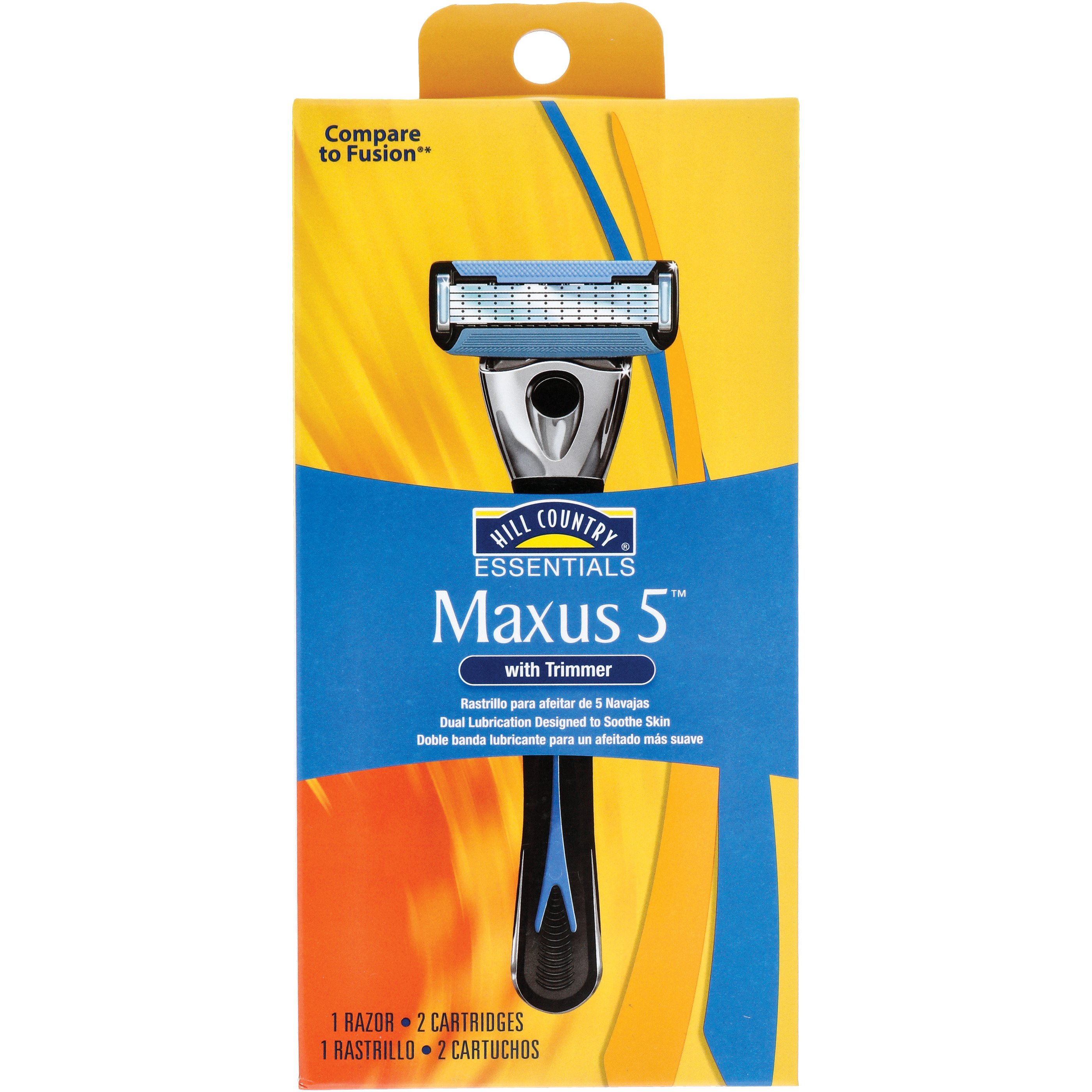 Hill Country Essentials Maxus 5 Blade Razor for Men with 2 Refills ...