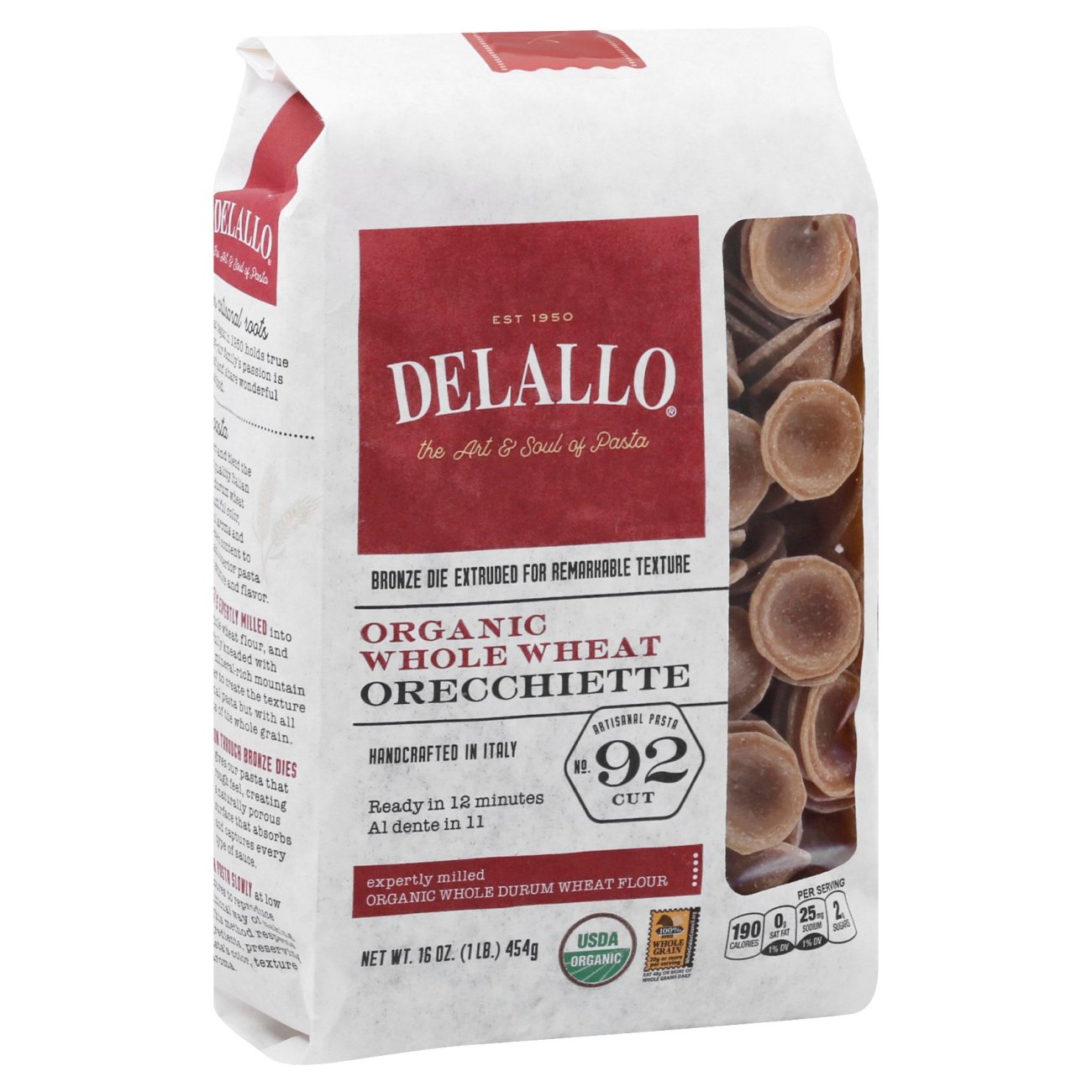 DeLallo 100% Organic Whole Wheat No. 92 Orecchiette Pasta - Shop Pasta ...