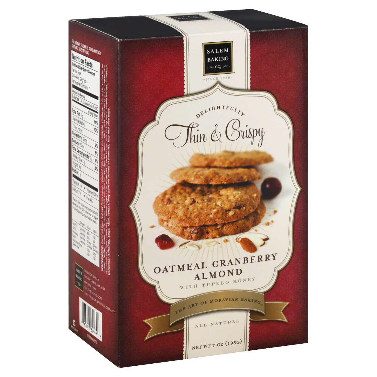 Salem Baking Thin and Crispy Oatmeal Cranberry Almond Cookies, 7 oz ...