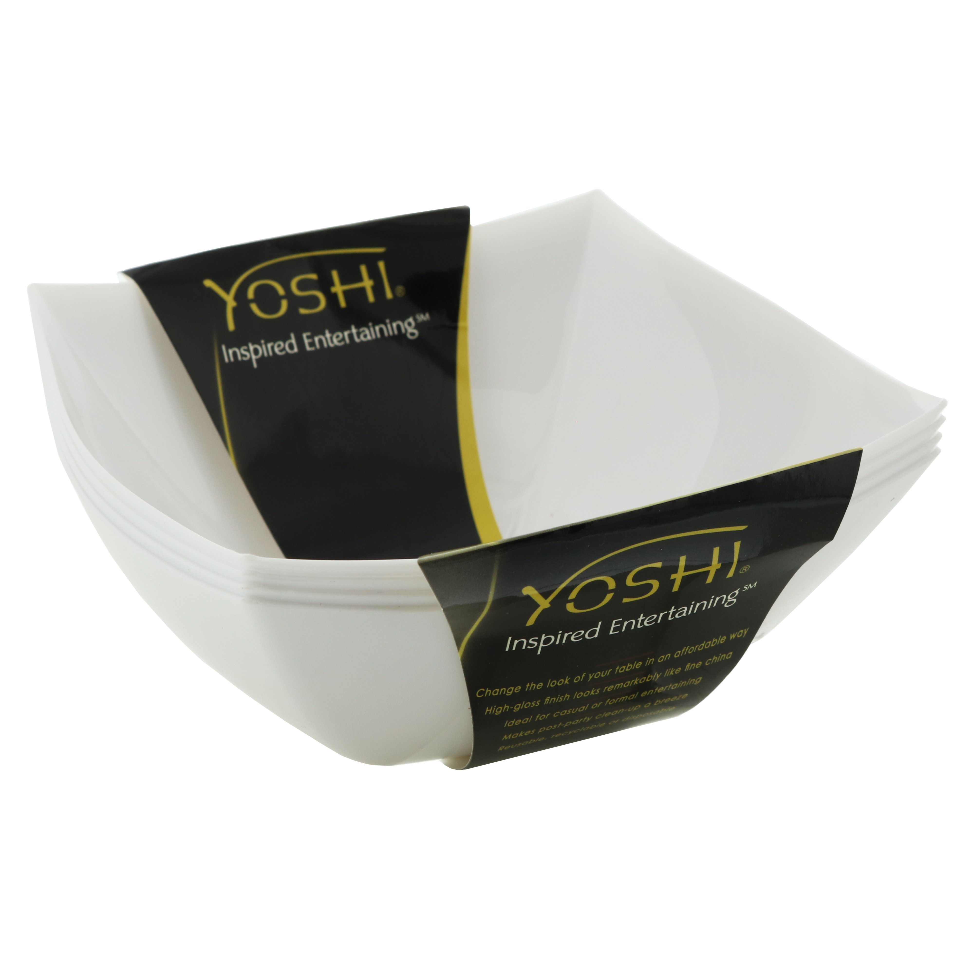Yoshi Square Bowl White, 16 oz - Shop Disposable Kitchenware at H-E-B