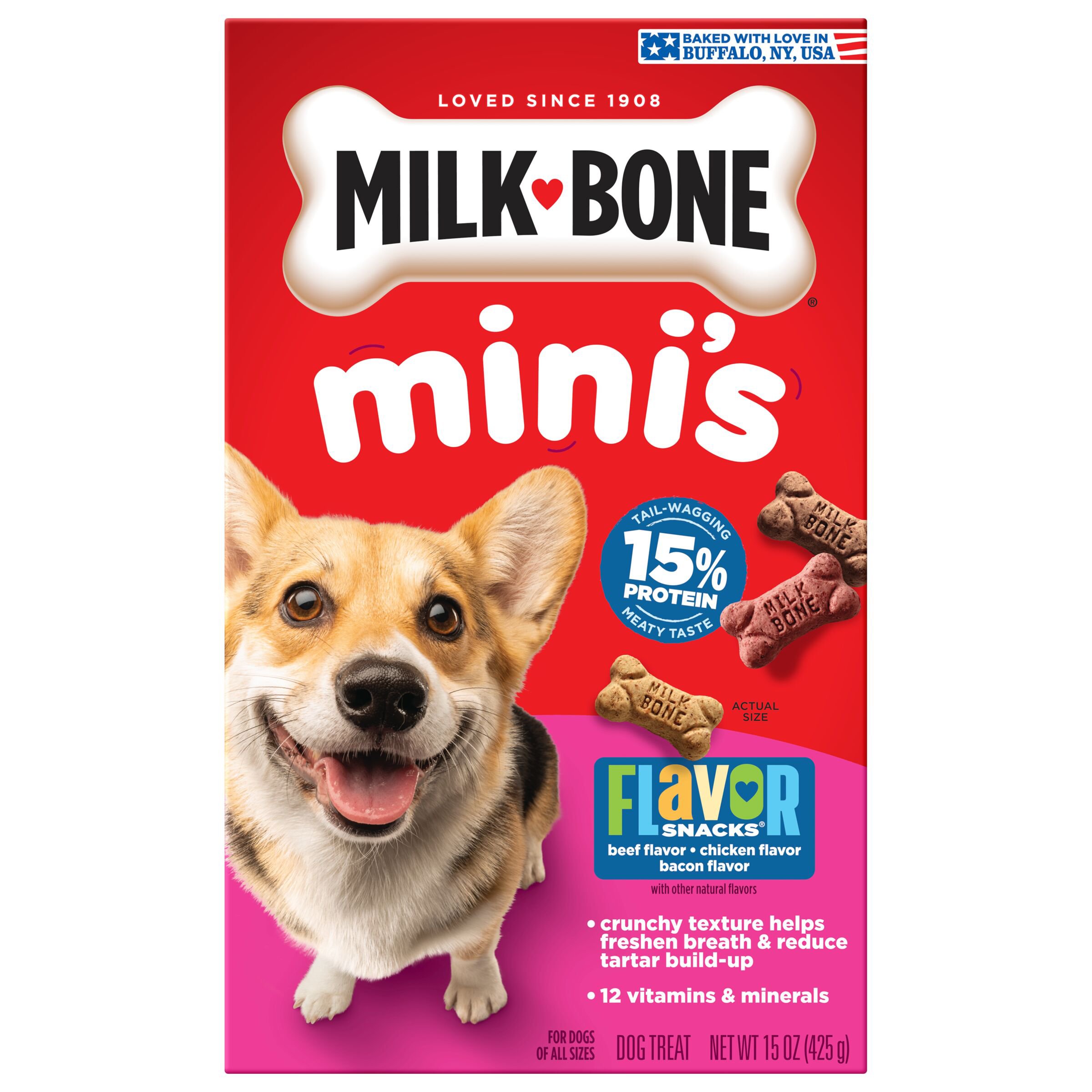MilkBone Mini's Flavor Beef Chicken Bacon Dog Snacks - Shop Biscuits at ...