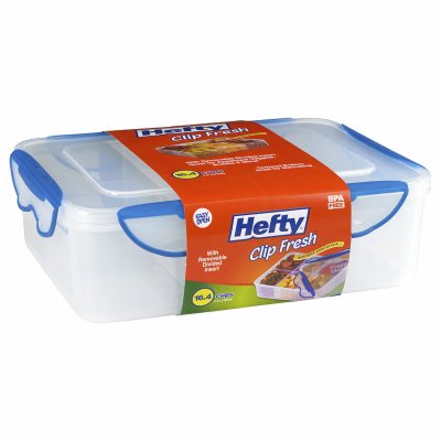 Hefty 16.4 Cups Clip Fresh Rectangle Container with Divided Insert ...