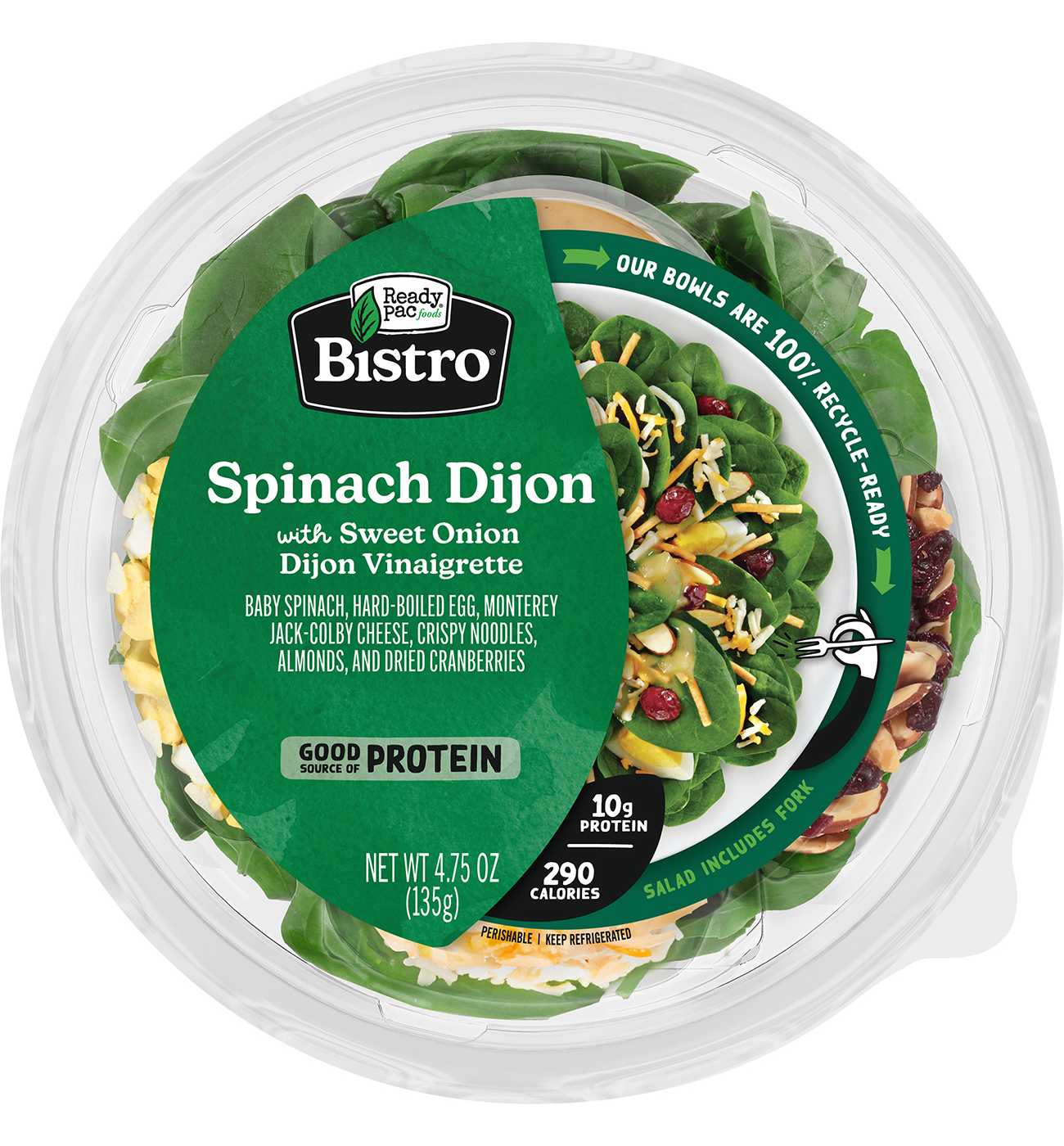 Ready Pac Bistro Spinach Dijon Salad Bowl - Shop Salads at H-E-B