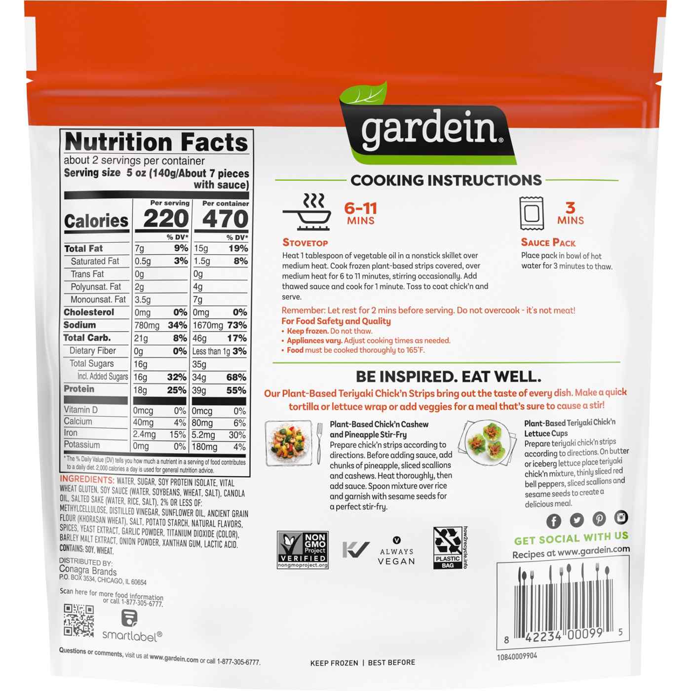 Gardein Plant-Based Teriyaki Chick'n Strips - Shop Meat alternatives at ...