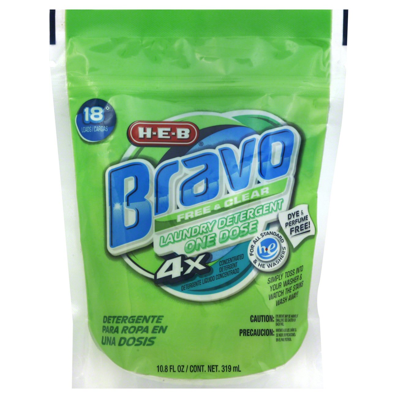 H-E-B Bravo 4X Free & Clear High Efficiency One Dose Laundry Detergent ...