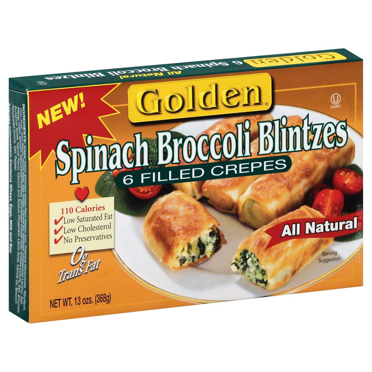 Golden Vegetable Blintzes, Broccoli Cheese and Potato - Shop Entrees ...
