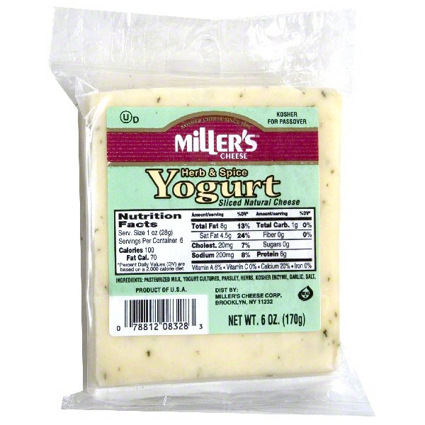 Miller's Cheese Sliced Natural Herb and Spice Yogurt Cheese - Shop ...