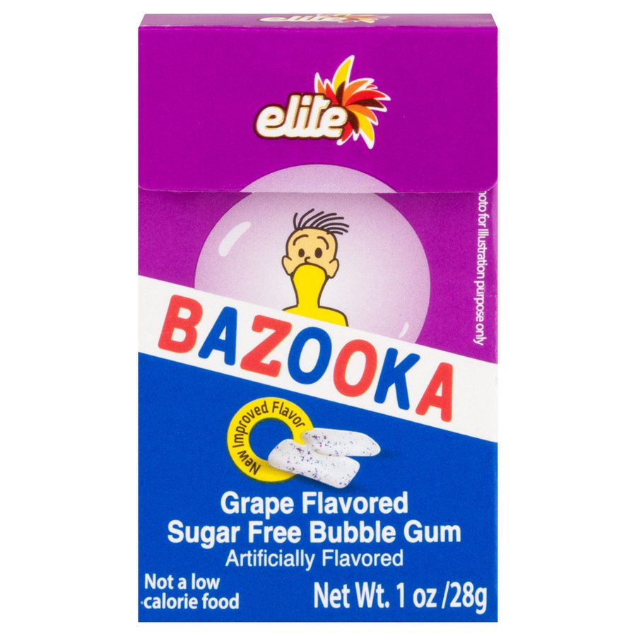 Elite Bazooka Grape Flavored Sugar Free Bubble Gum - Shop Gum & mints ...