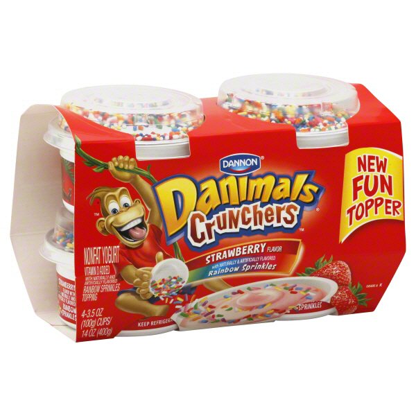 Dannon Danimals Crunchers Nonfat Strawberry Yogurt Flavor with Rainbow ...