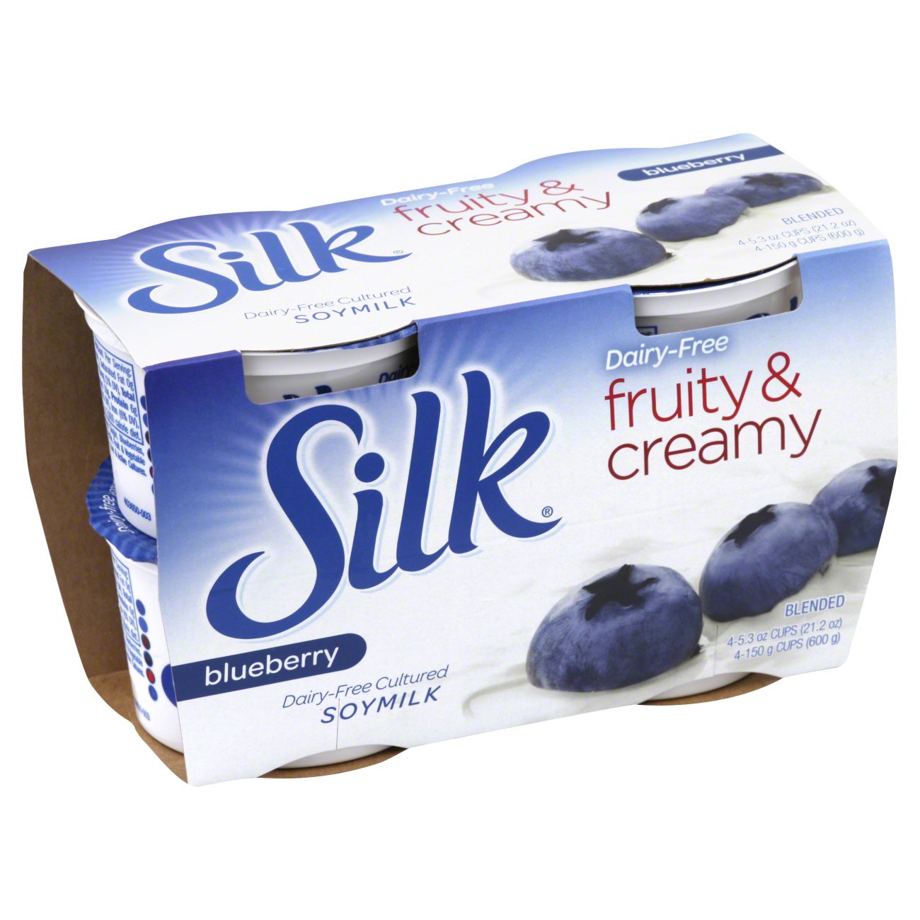 Silk Fruity & Creamy Dairy-Free Cultured Blended Blueberry Soymilk ...
