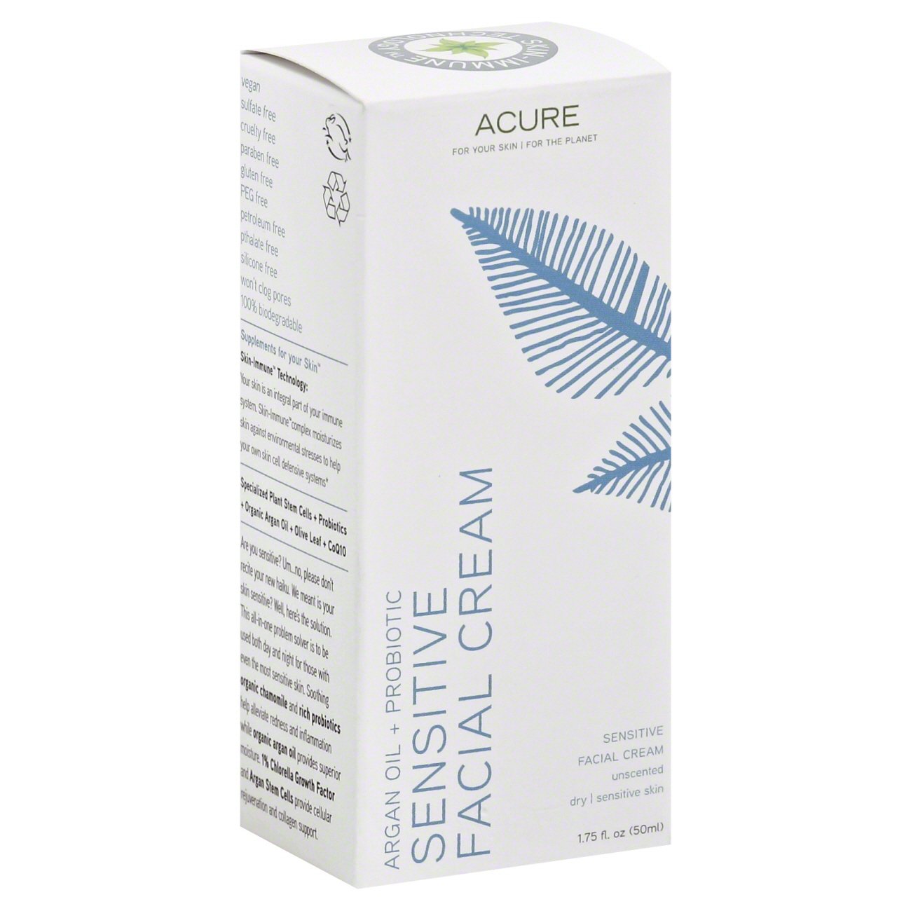 Acure Facial Cream Sensitive Argan Oil + Prob - Shop Facial moisturizer ...