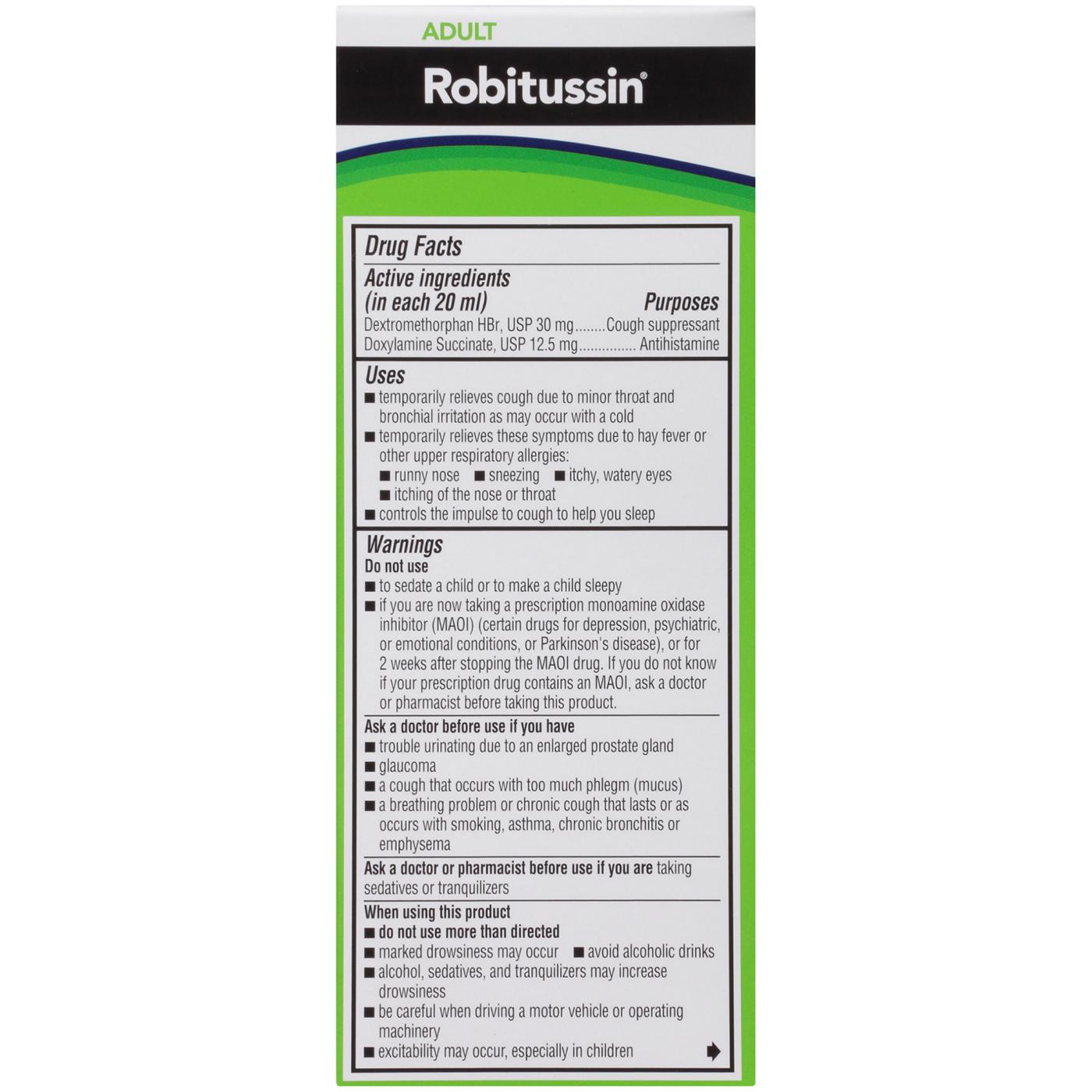 Robitussin Maximum Strength Nighttime Cough DM Liquid - Shop Cough ...