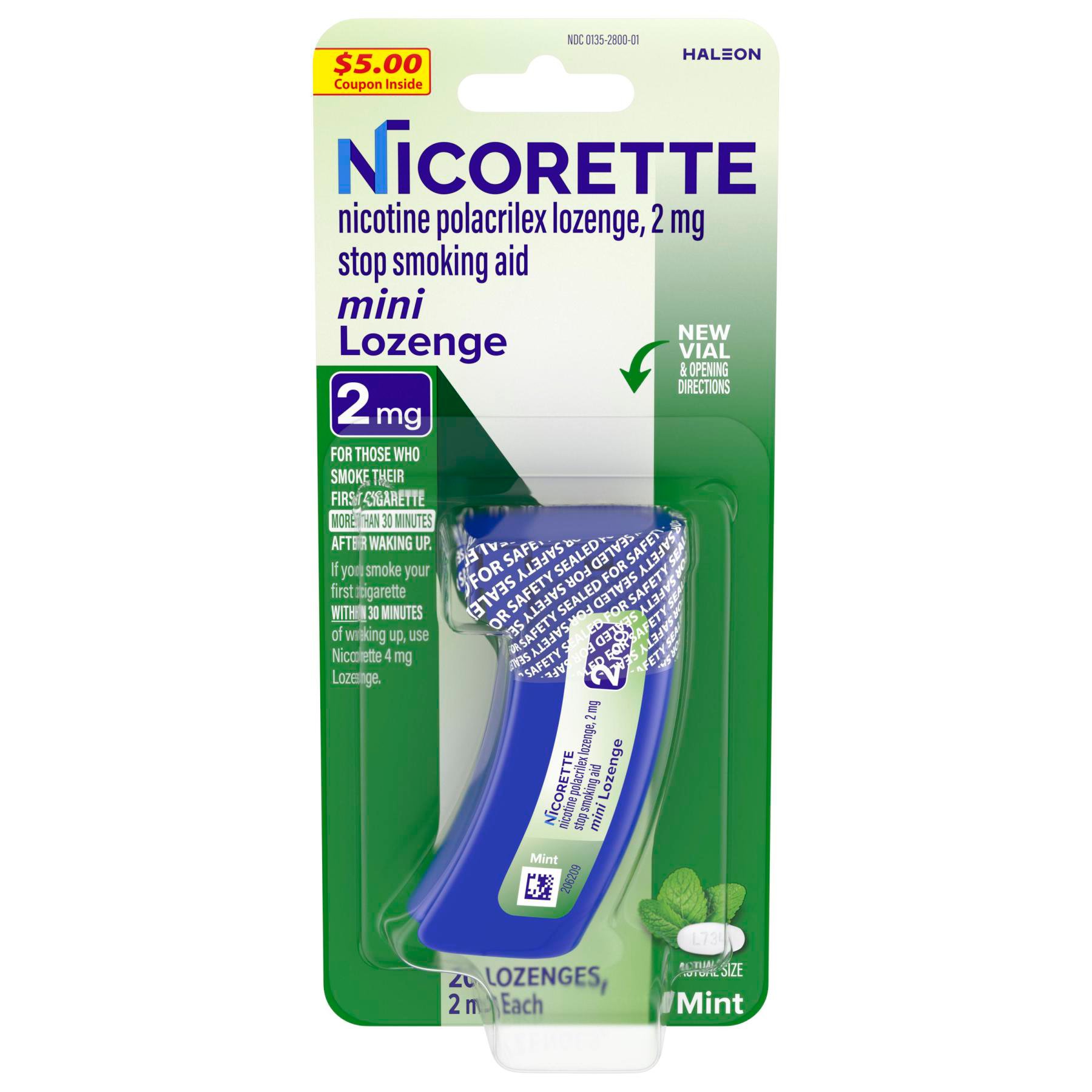 Nicorette Mini Nicotine Lozenges, 2 mg, Mint - Shop Smoking cessation ...