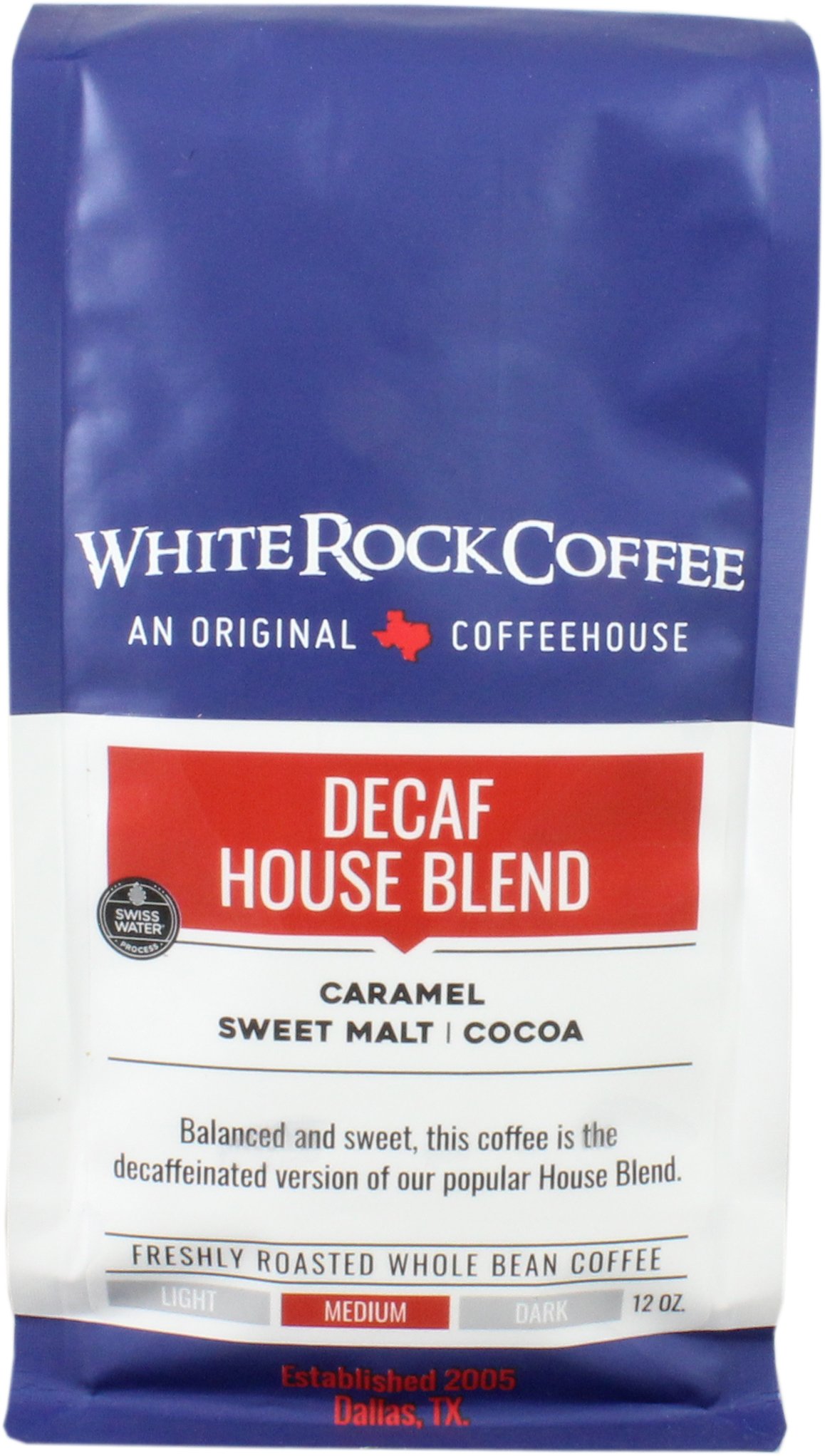 White Rock Coffee Decaf House Blend Whole Bean Coffee, 12 oz | Central ...