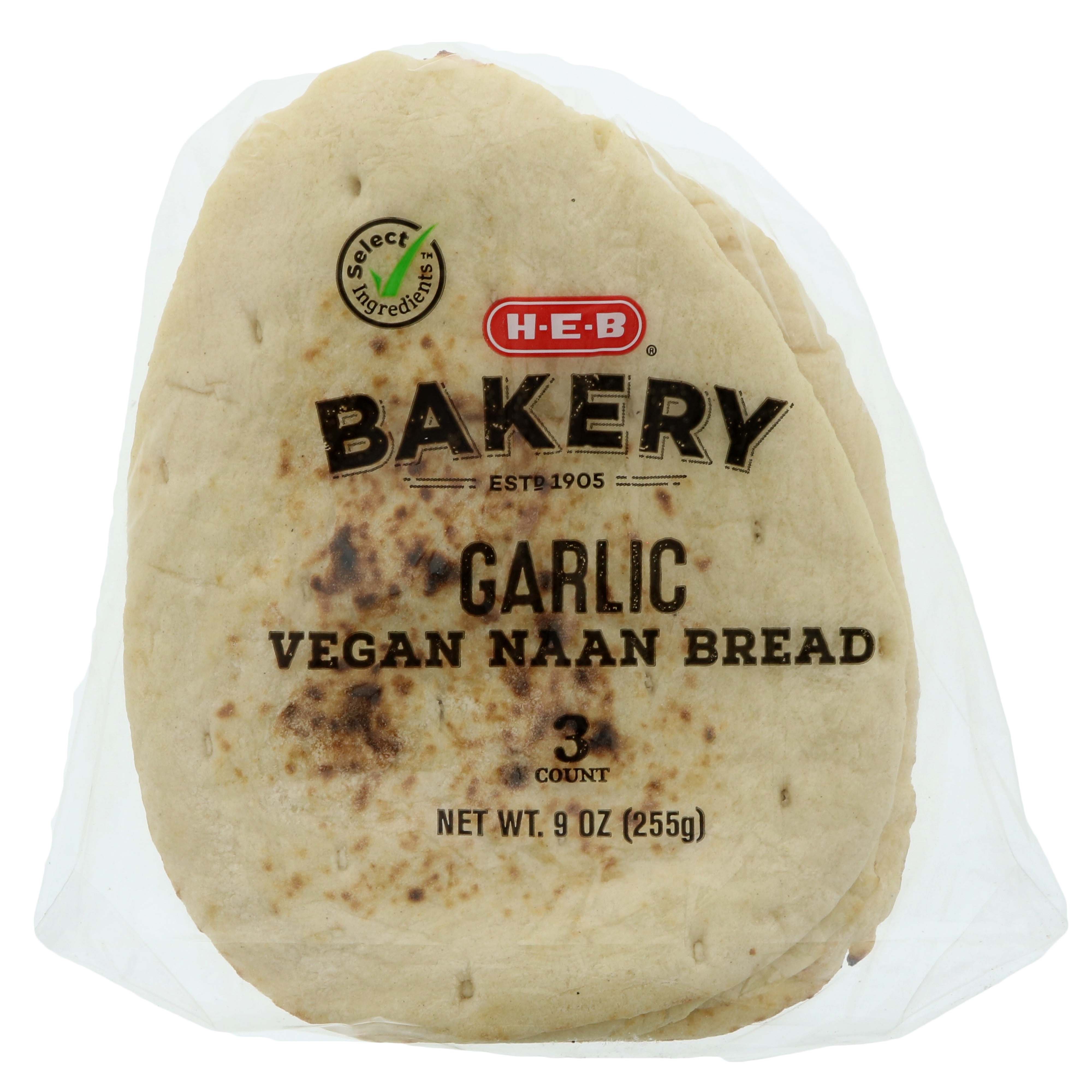H-E-B Select Ingredients Garlic Vegan Naan Bread, 3 ct | Central Market ...