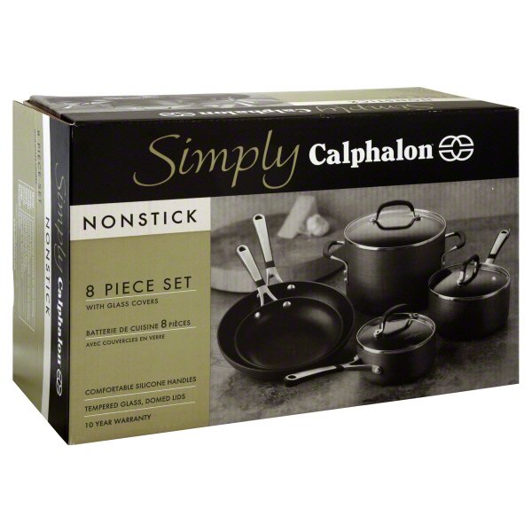 Simply Calphalon 8 Piece Nonstick Set with Glass Covers - Shop Cookware ...