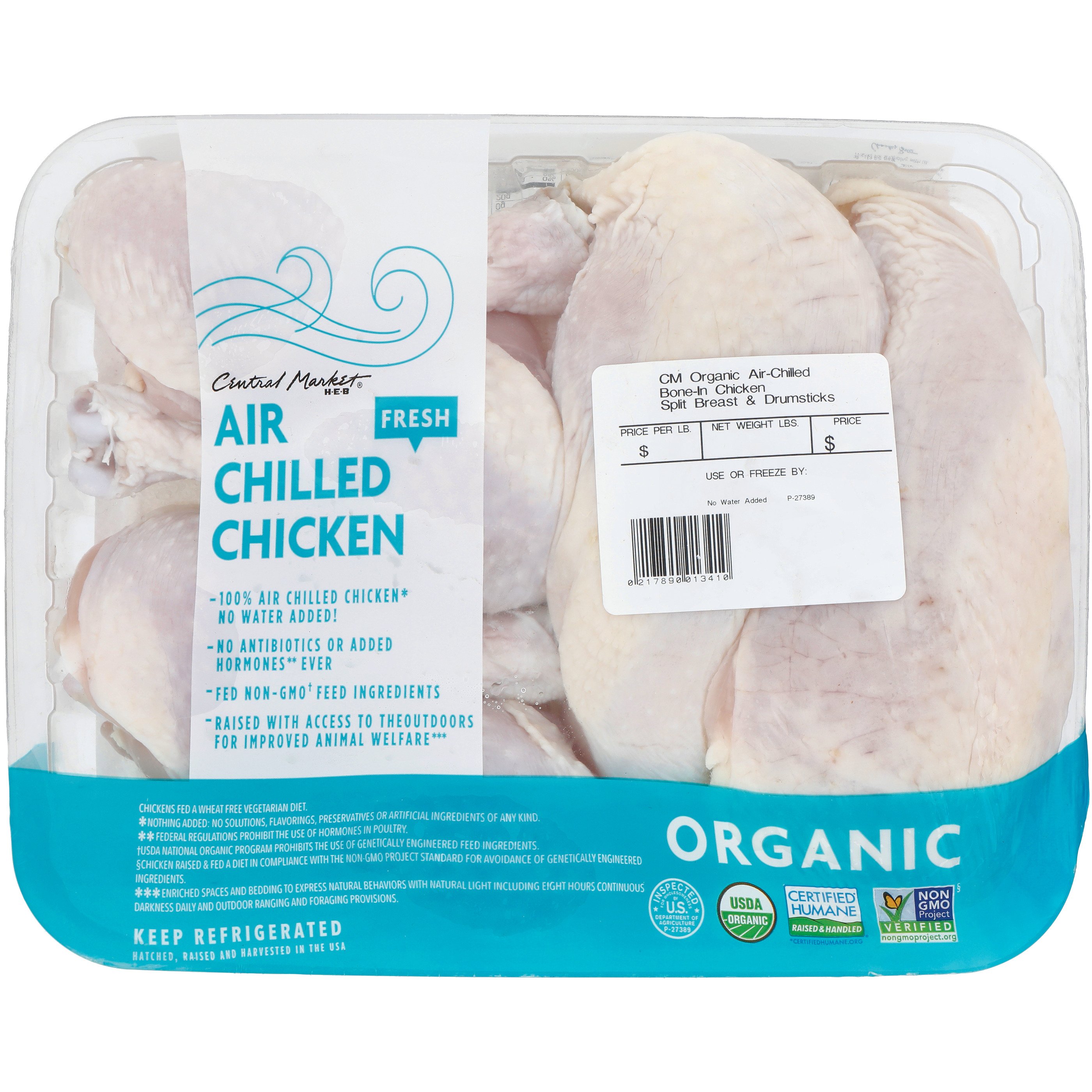 Central Market Organic Air-Chilled Chicken, Split Breast and Drumsticks ...