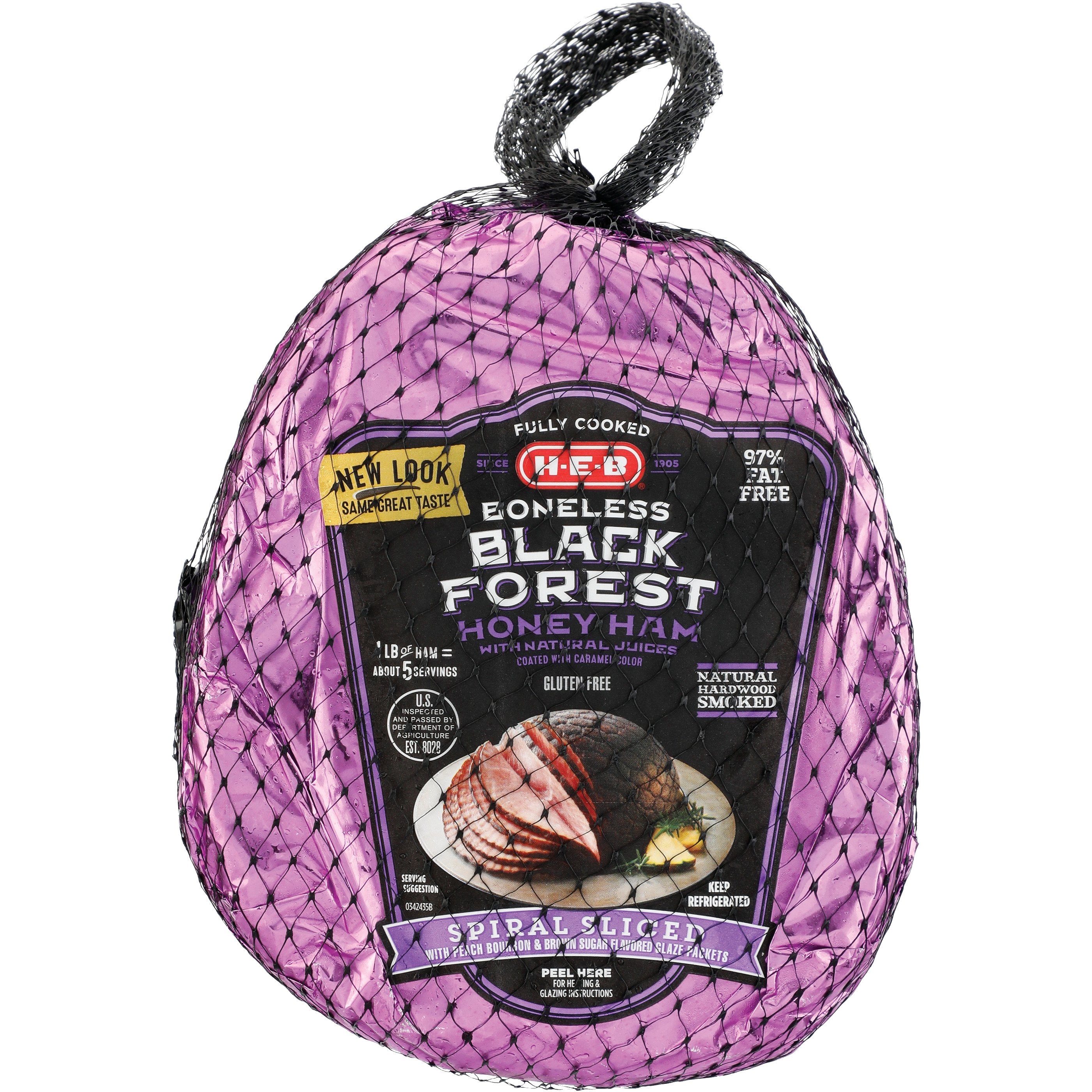 H-E-B Fully Cooked Boneless Black Forest Half Spiral Sliced Honey Ham ...