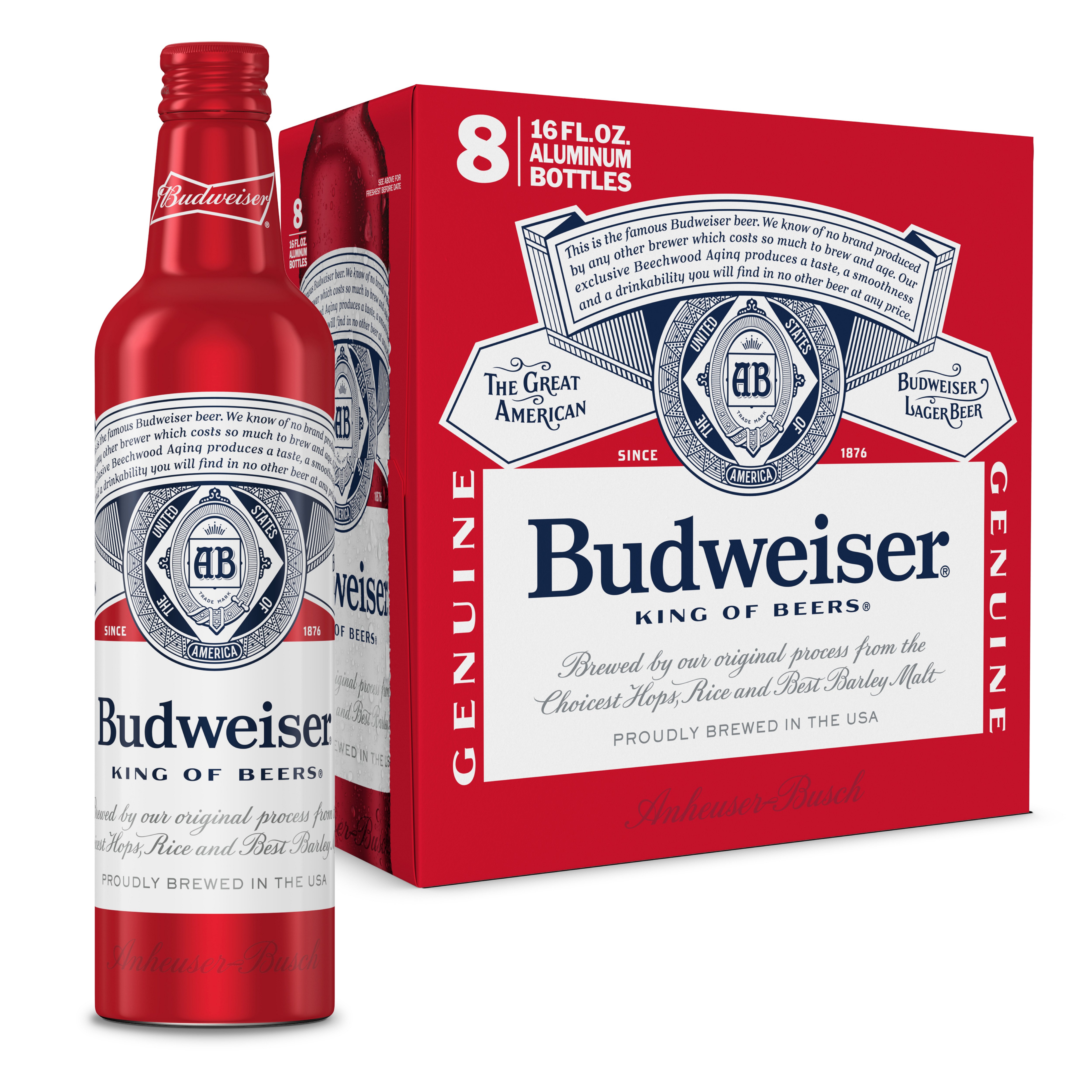 Budweiser American Lager Beer 8 pk Aluminum Bottles - Shop Beer at H-E-B