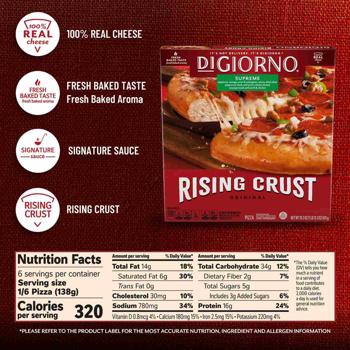 DiGiorno Rising Crust Frozen Pizza - Supreme - Shop Pizza at H-E-B
