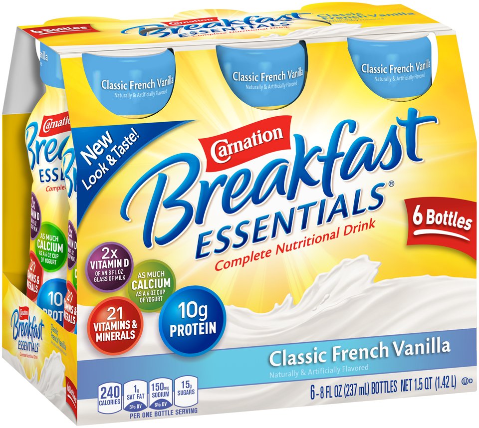 Nestle Carnation Breakfast Essentials Nutritional Drink 6 pk Bottles ...