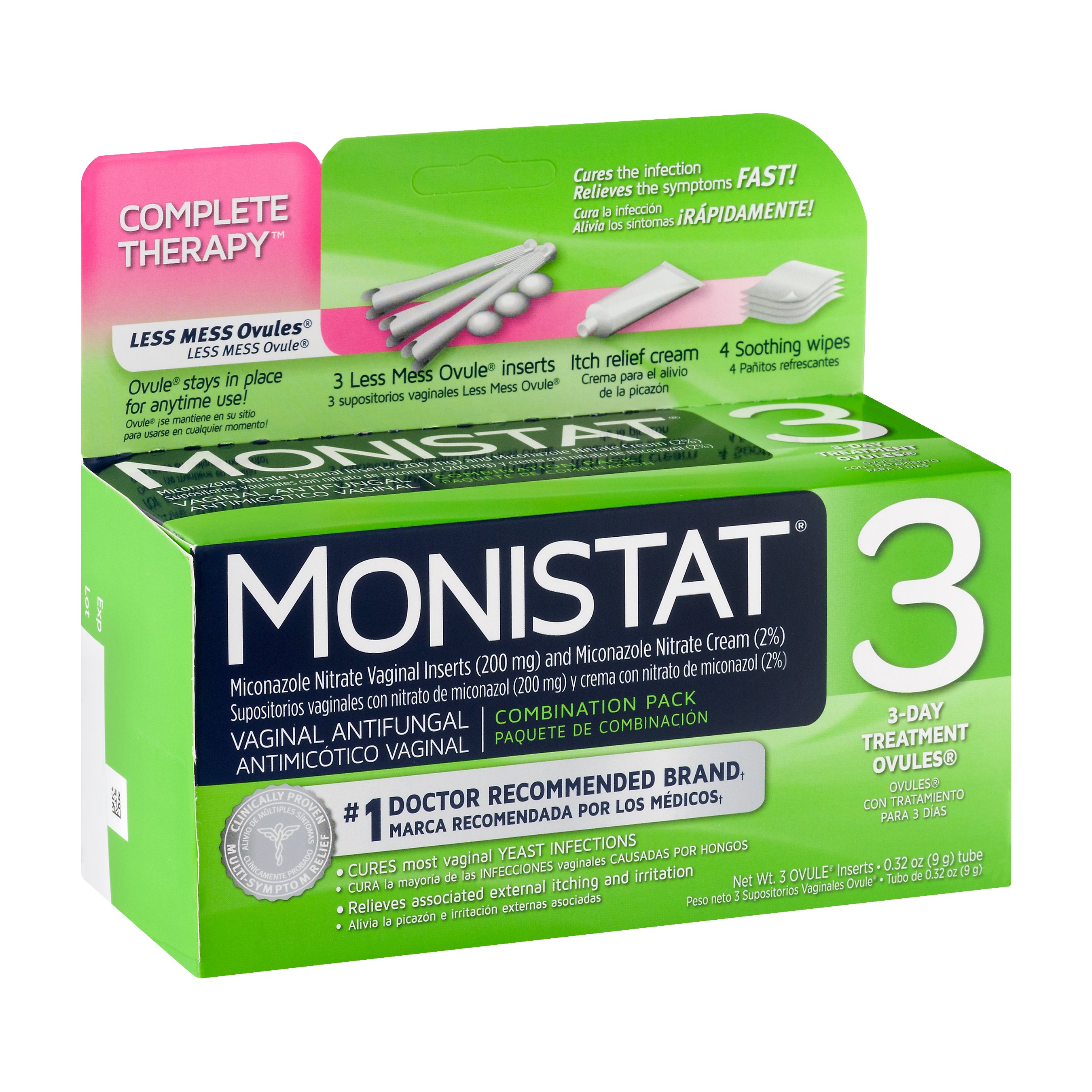 Monistat 3 Vaginal Antifungal 3-Day Treatment Ovules Complete Therapy ...