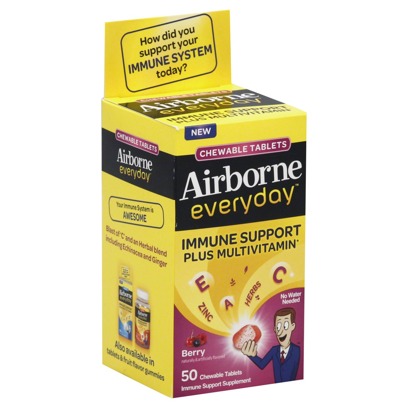 Airborne Everyday Immune Support Plus Multivitamin Chewable Tablets ...