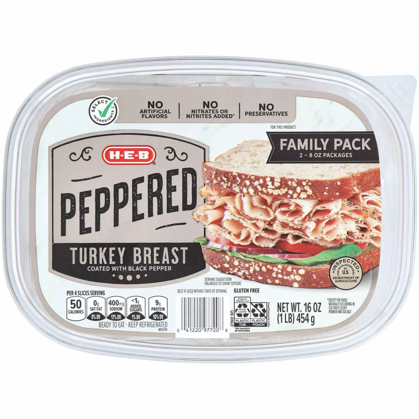 H-E-B Peppered Turkey Breast Lunch Meat - Family Pack - Shop Meat at H-E-B
