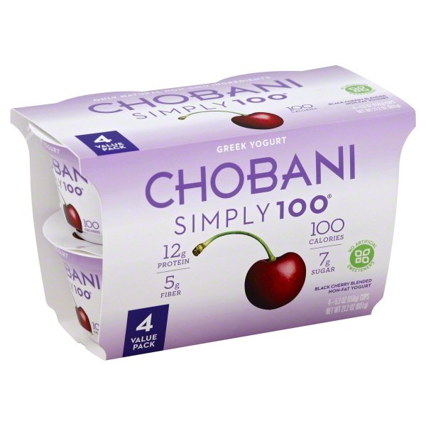 Chobani Simply 100 Non-Fat Black Cherry on the Bottom Greek Yogurt ...