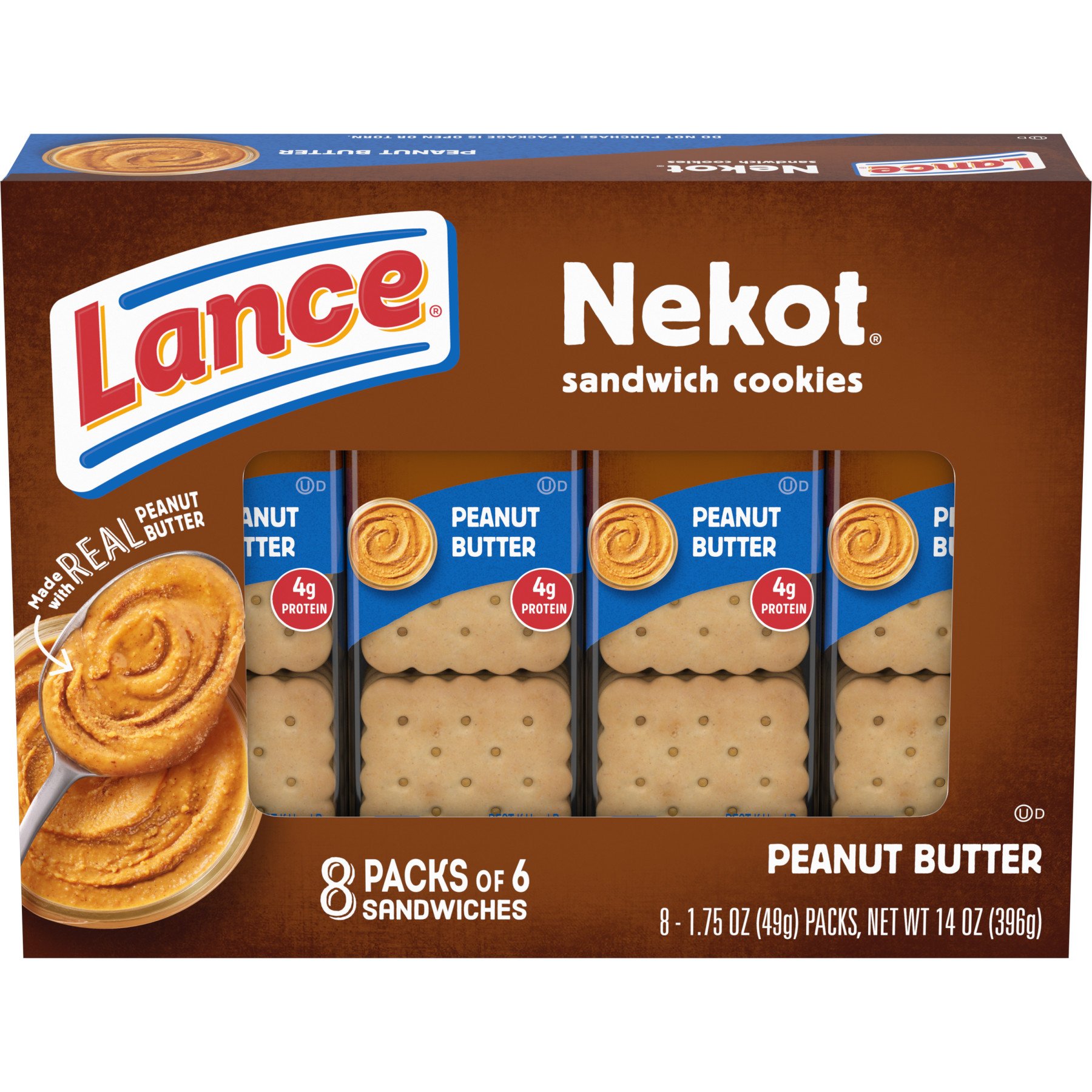 Lance Sandwich Cookies Nekot Peanut Butter, 8 Individually Wrapped ...