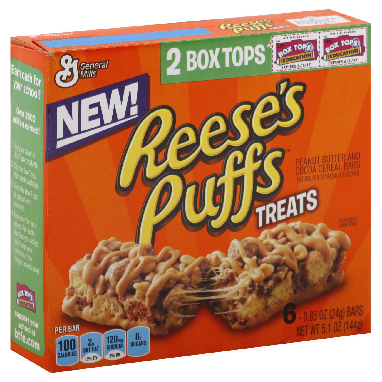Reece's Puffs Peanut Butter And Cocoa Cereal Treat Bars - Shop Granola ...