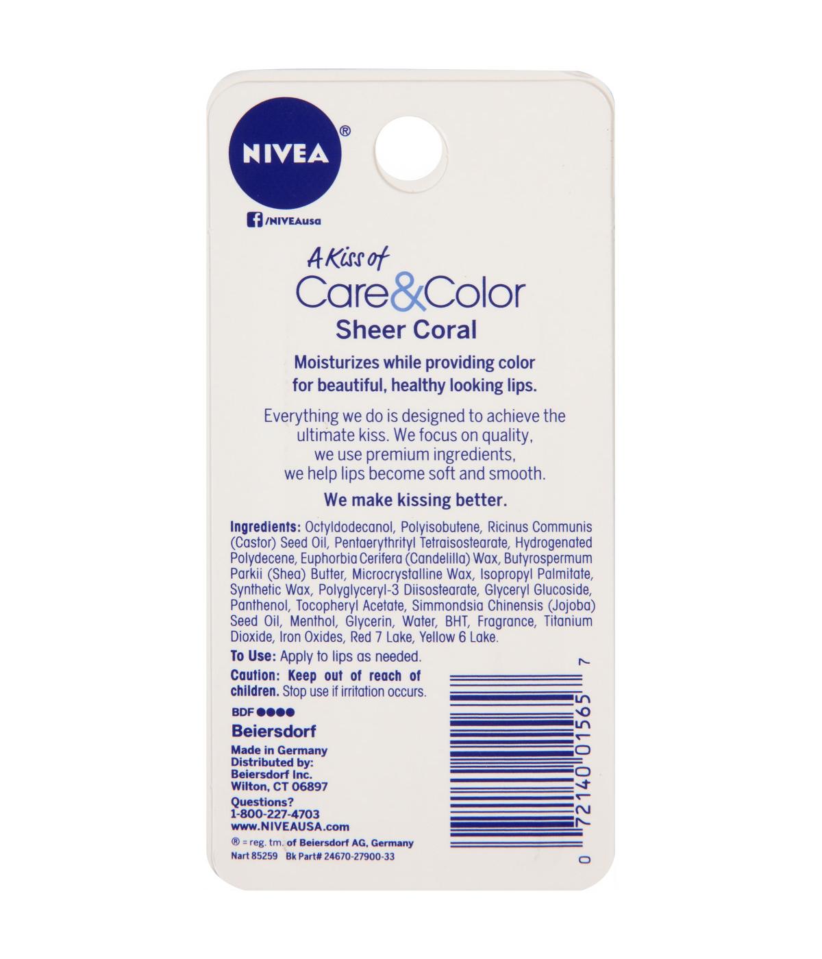 NIVEA Care & Color Sheer Coral Lip Care Carded Pack - Shop Lip Balm ...