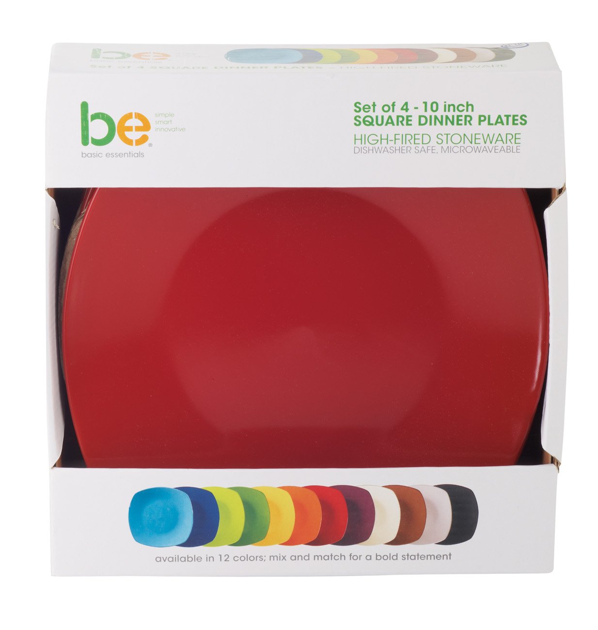 Basic Essentials Red 10 Inch Square Dinner Plates Set of Four - Shop ...