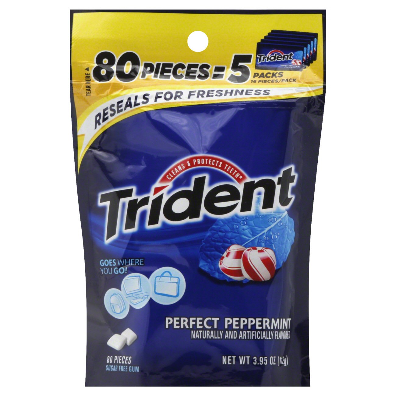 Trident Sugar Free Peppermint Gum Pouch - Shop Candy at H-E-B