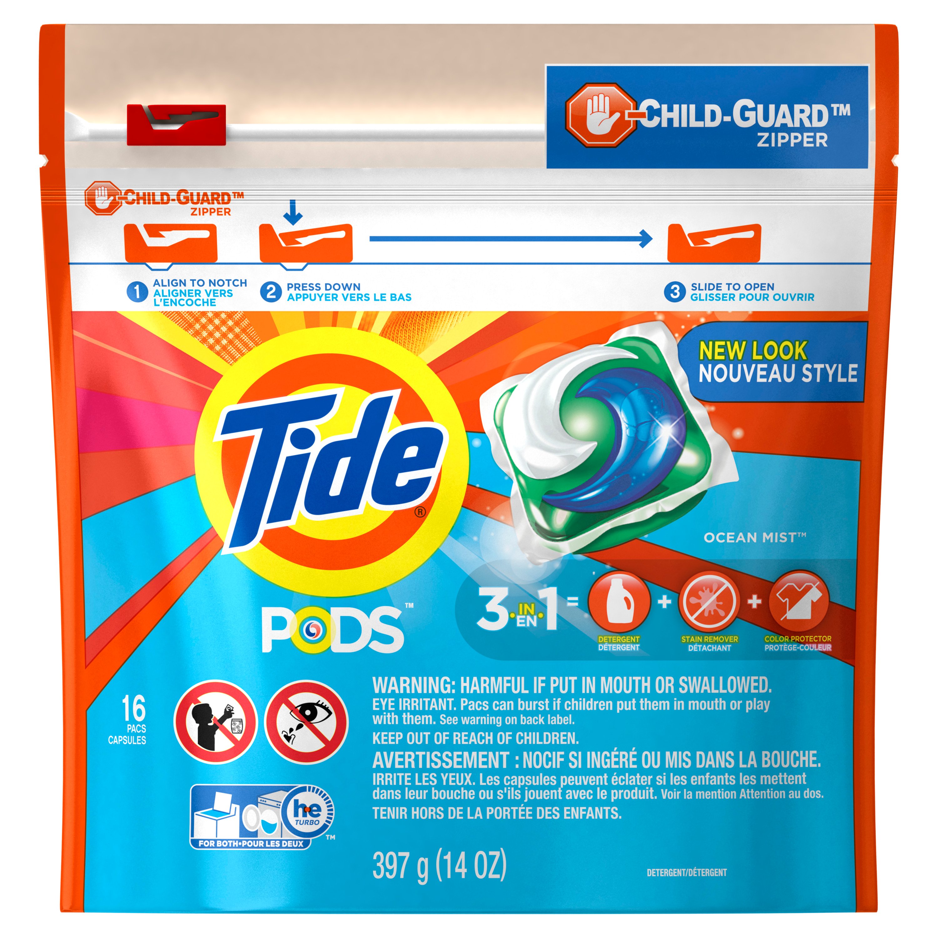 Tide PODS HE Turbo Liquid Detergent Pacs HE Ocean Mist Scent - Shop ...