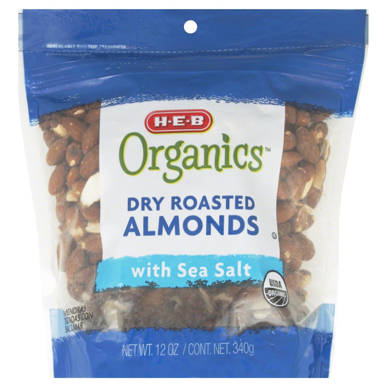 H-E-B Organics Dry Roasted Almonds With Sea Salt - Shop Nuts & seeds at ...