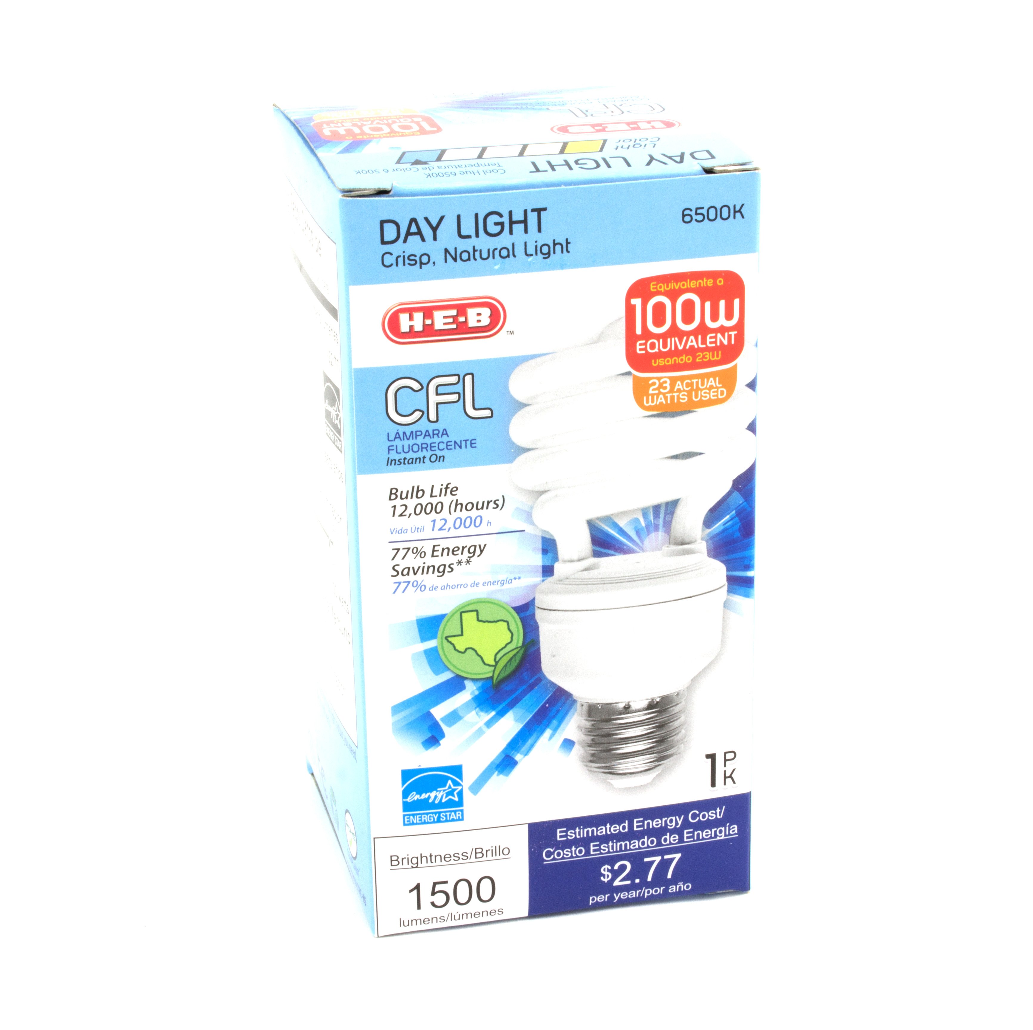 H-E-B Instant On 23-Watt Daylight CFL Light Bulb - Shop Light bulbs at ...