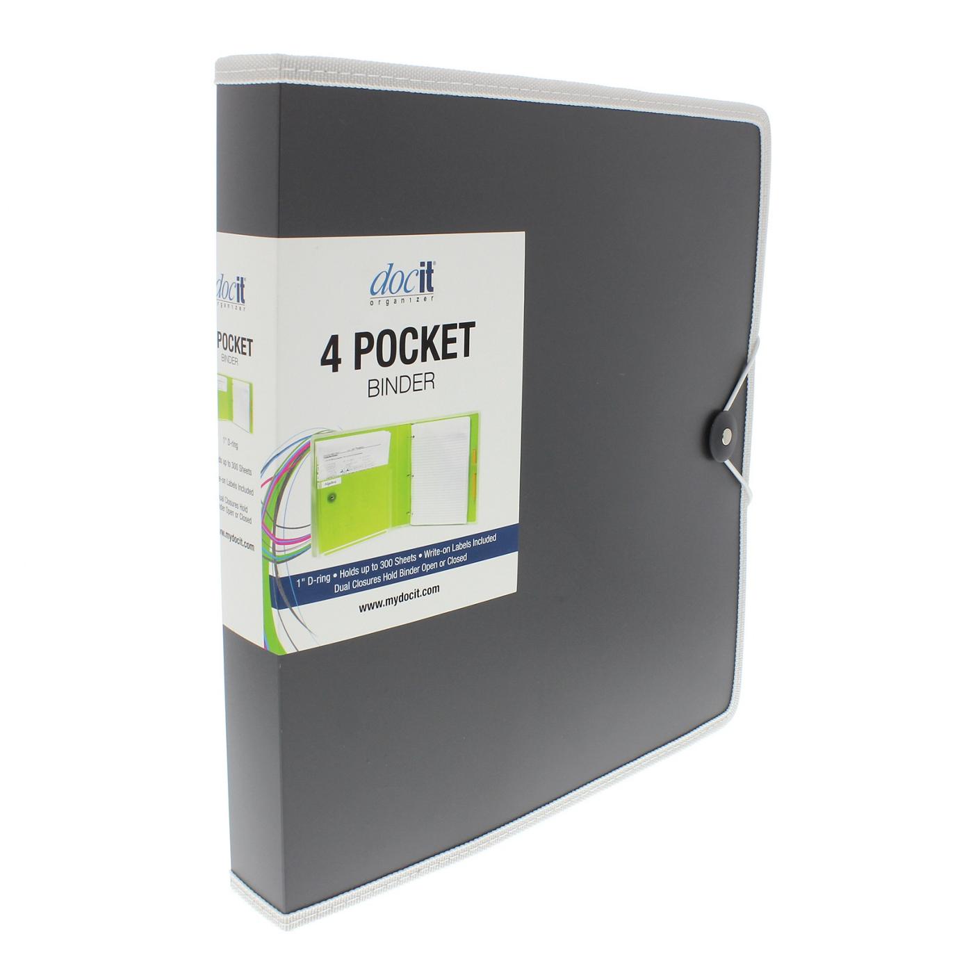 DocIt Organizer 4 Pocket Binder, Multi Pocket Folder And 1-Inch 3 Ring ...