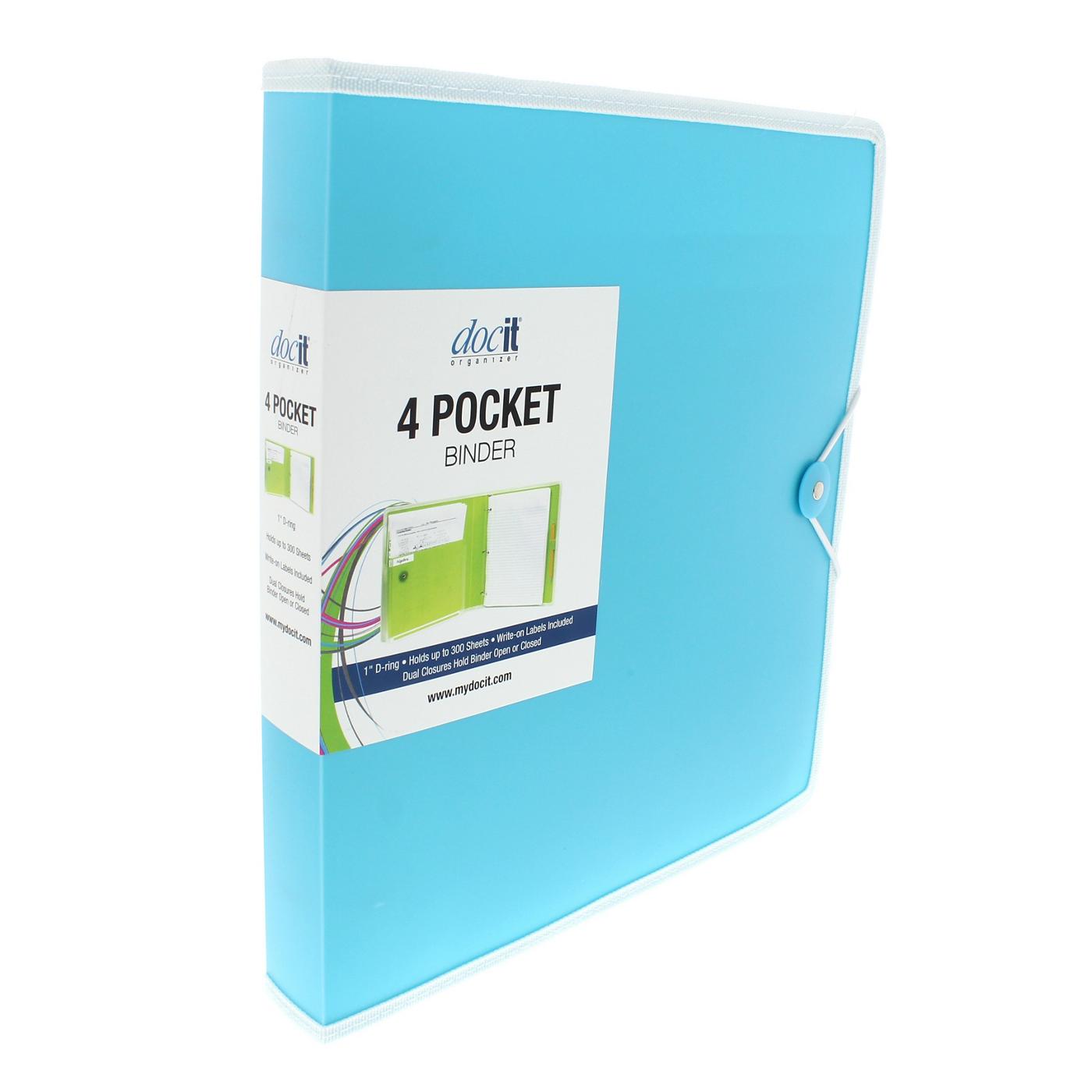 DocIt Organizer 4 Pocket Binder, Multi Pocket Folder And 1-Inch 3 Ring ...